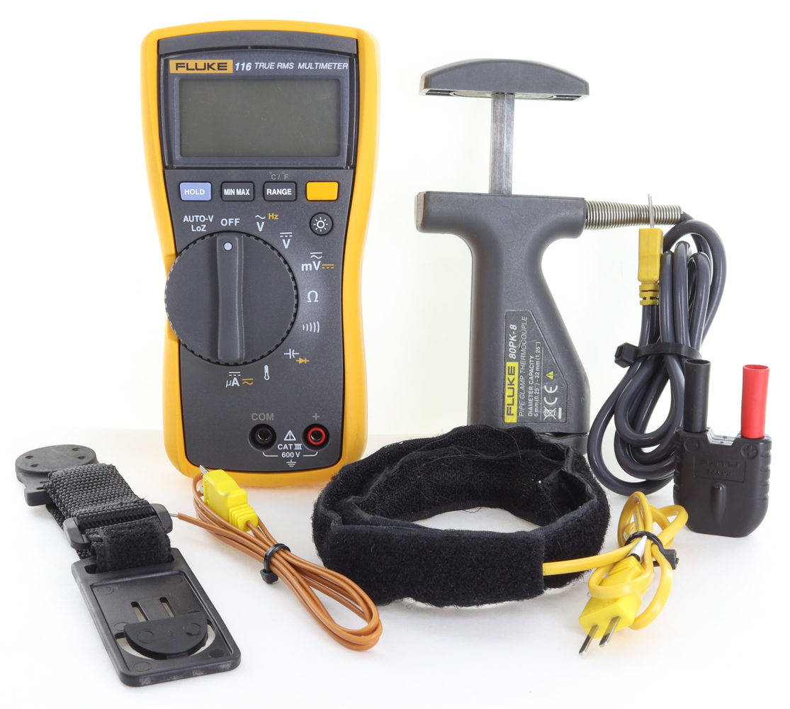 Fluke 116 True RMS Digital HVAC Multimeter w/ Thermocouples and ...